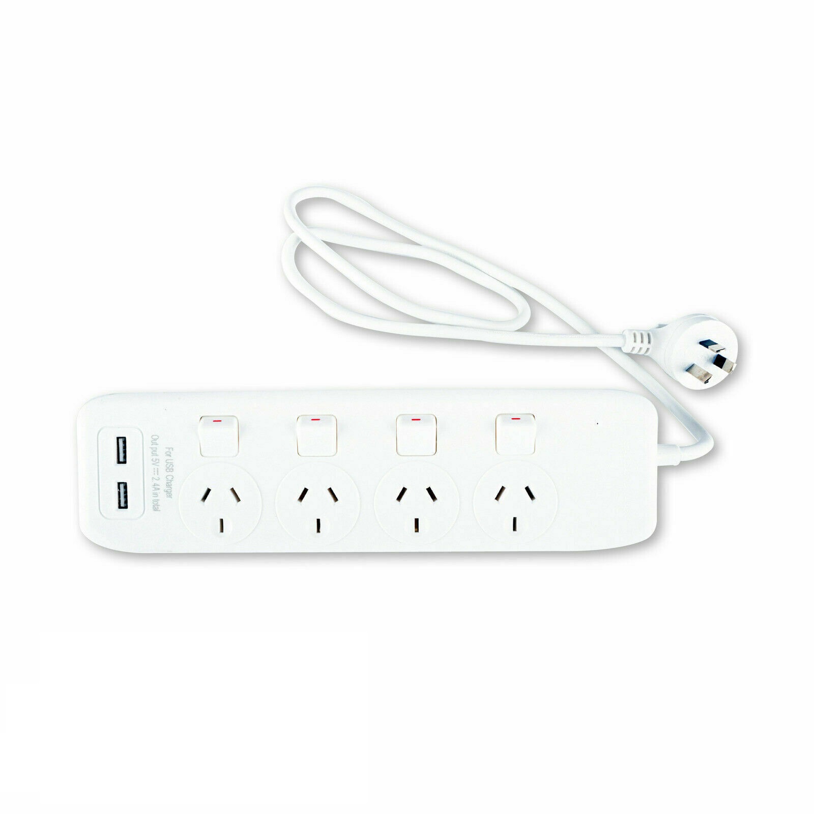 Handy Hardware Power Board 4 Way Switch Sockets 2 x USB Slots 240V ...